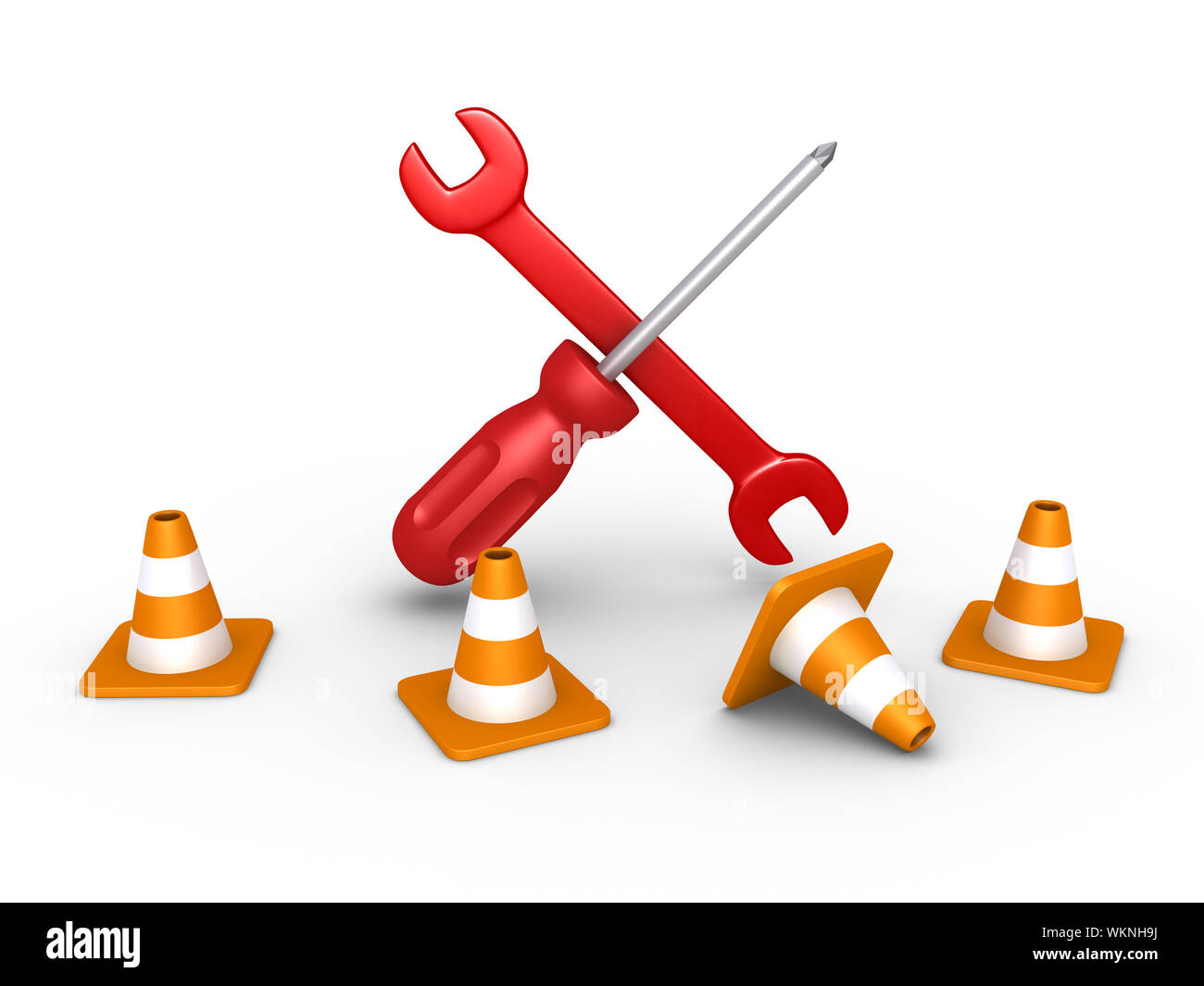 Repair tools behind traffic cones Stock Photo - Alamy