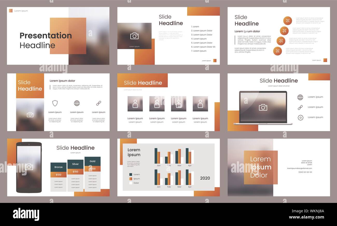 Presentation template design vector, Infographic element, Set of slides ...