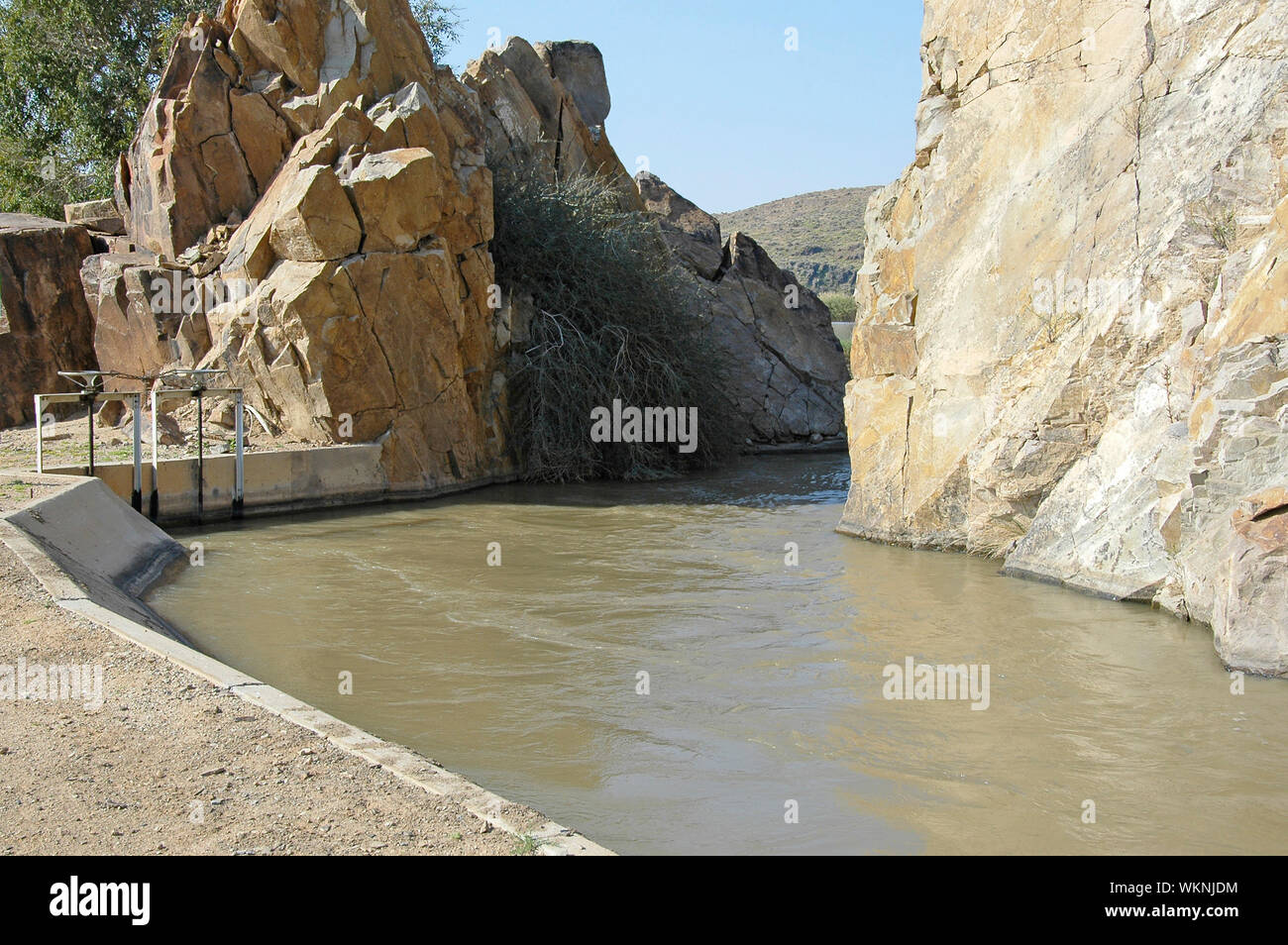 Irrigation canal used to water vineyards at Neus near Kakamas in South ...