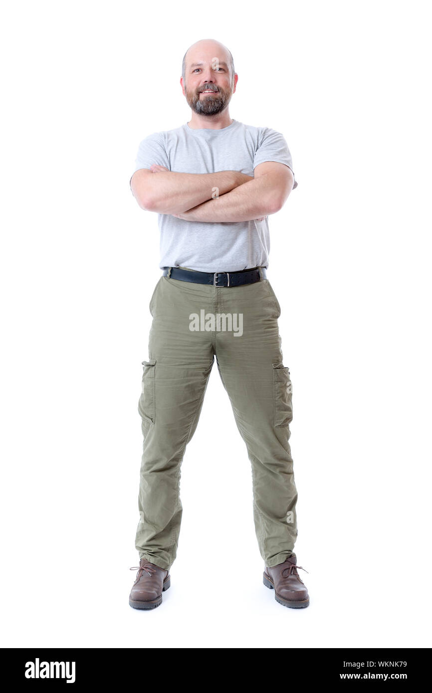 An image of a handsome man with a beard full body isolated on white ...