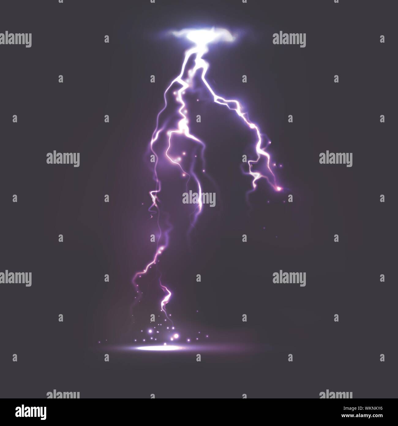 Thunder energy. Realistic electricity lightning flash bolt or ...