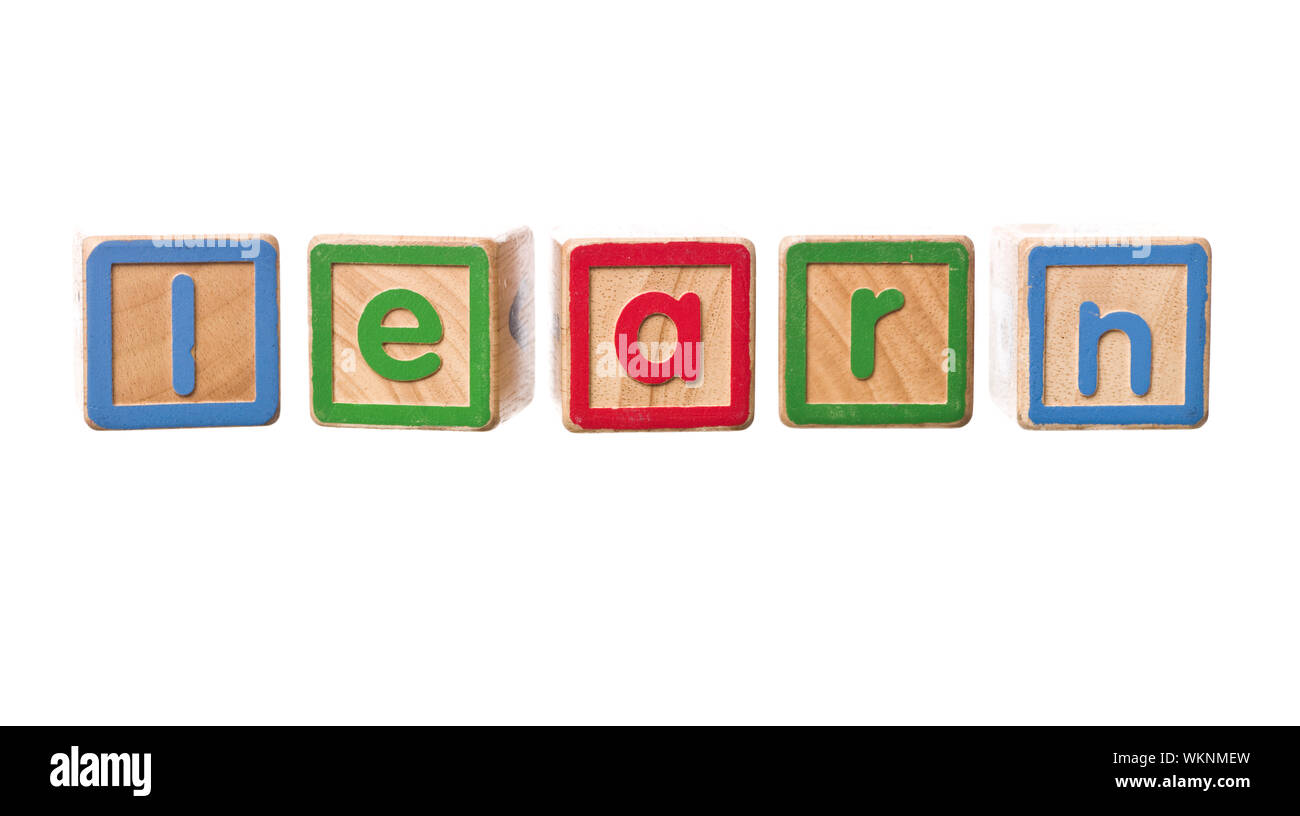 The word learn built by Play Blocks isolated on white background Stock ...