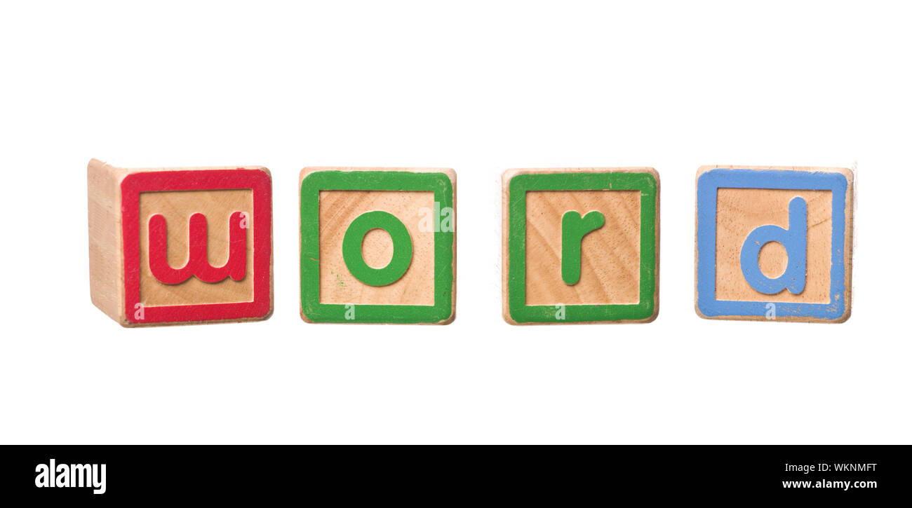 Word, built by Play Blocks isolated on white background Stock Photo - Alamy