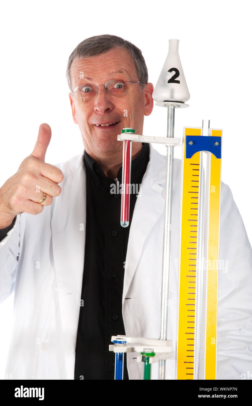 dangerous experiment with liquids and testtubes in the laboratory by a ...