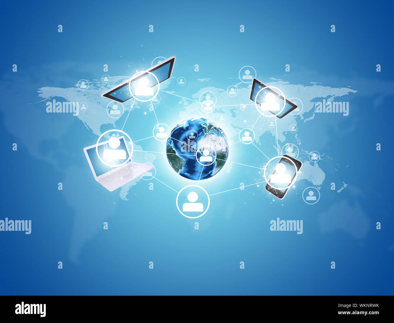 Earth globe and electronics. Concept of communication. Elements of this ...