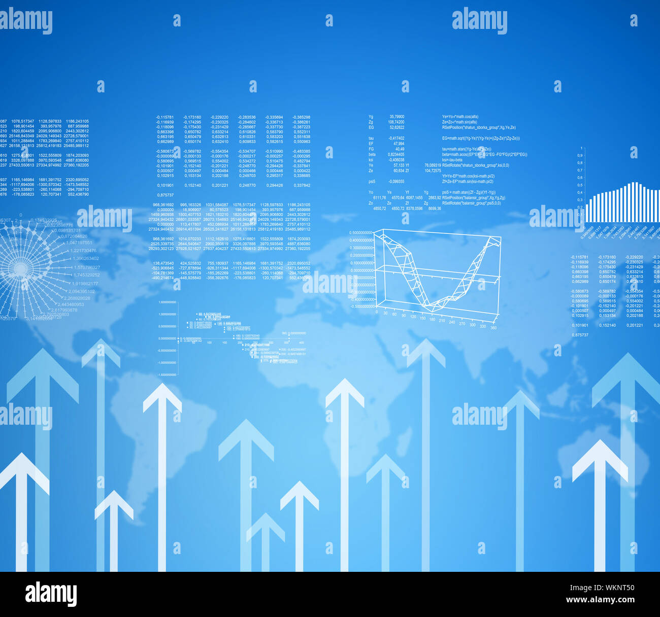 Graphs, arrows and world map. Business background Stock Photo - Alamy