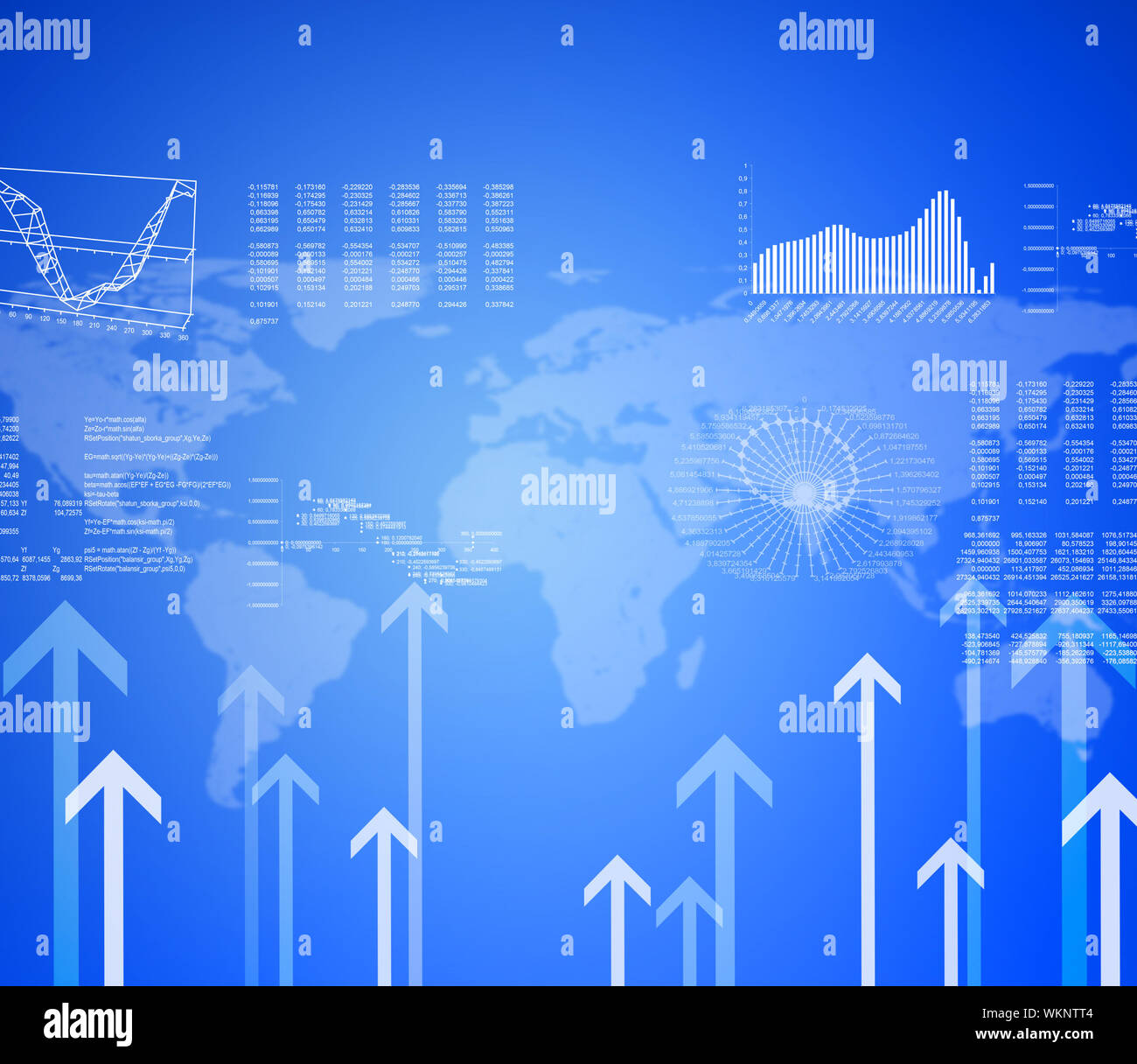 Graphs, arrows and world map. Business background Stock Photo - Alamy