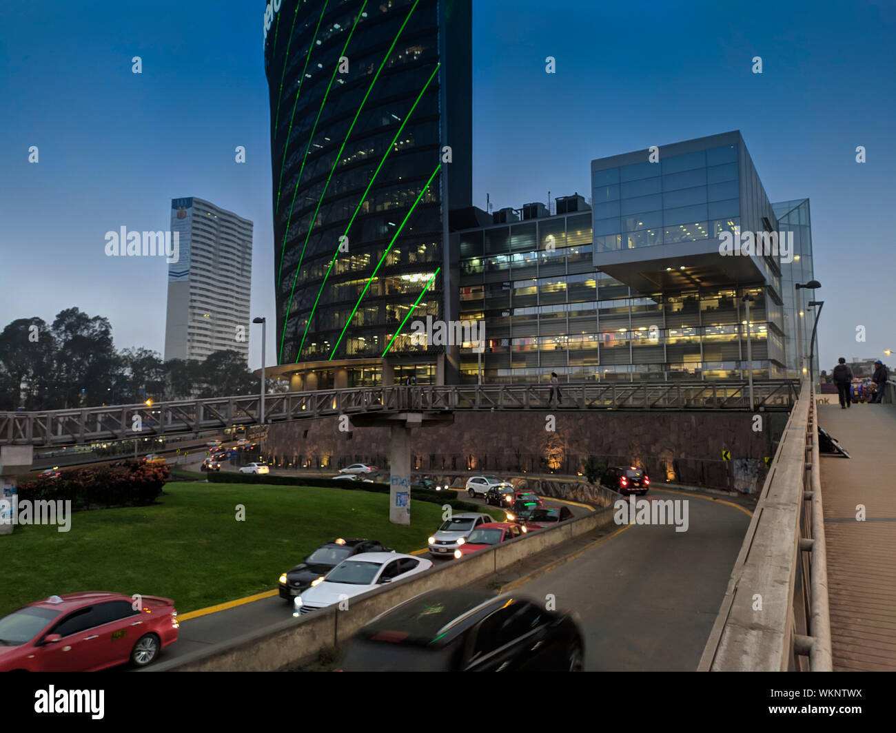 Heavy traffic on the main highway Javier Prado in the district of San ...