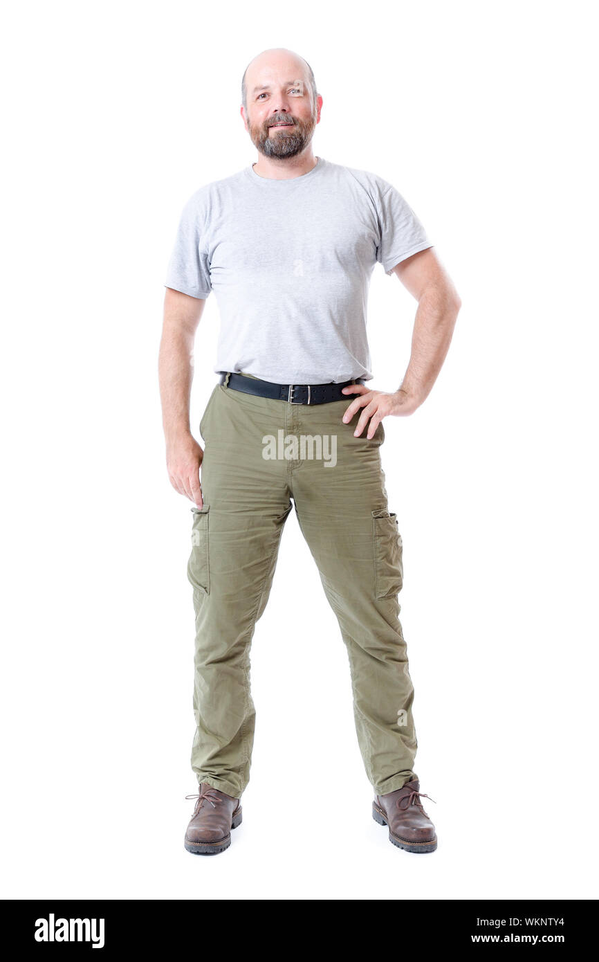An image of a handsome man with a beard full body isolated on white ...