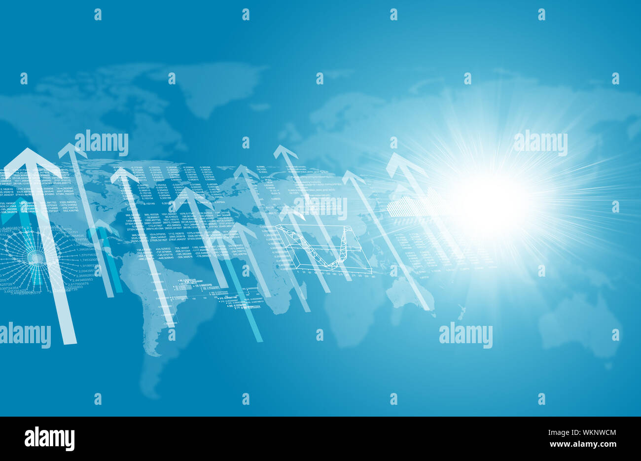 Graphs, arrows and world map. Business background Stock Photo - Alamy