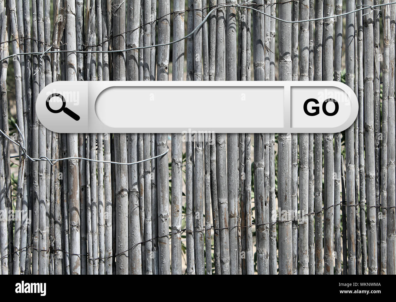Search bar in browser. Old gray wooden fence on background Stock Photo ...