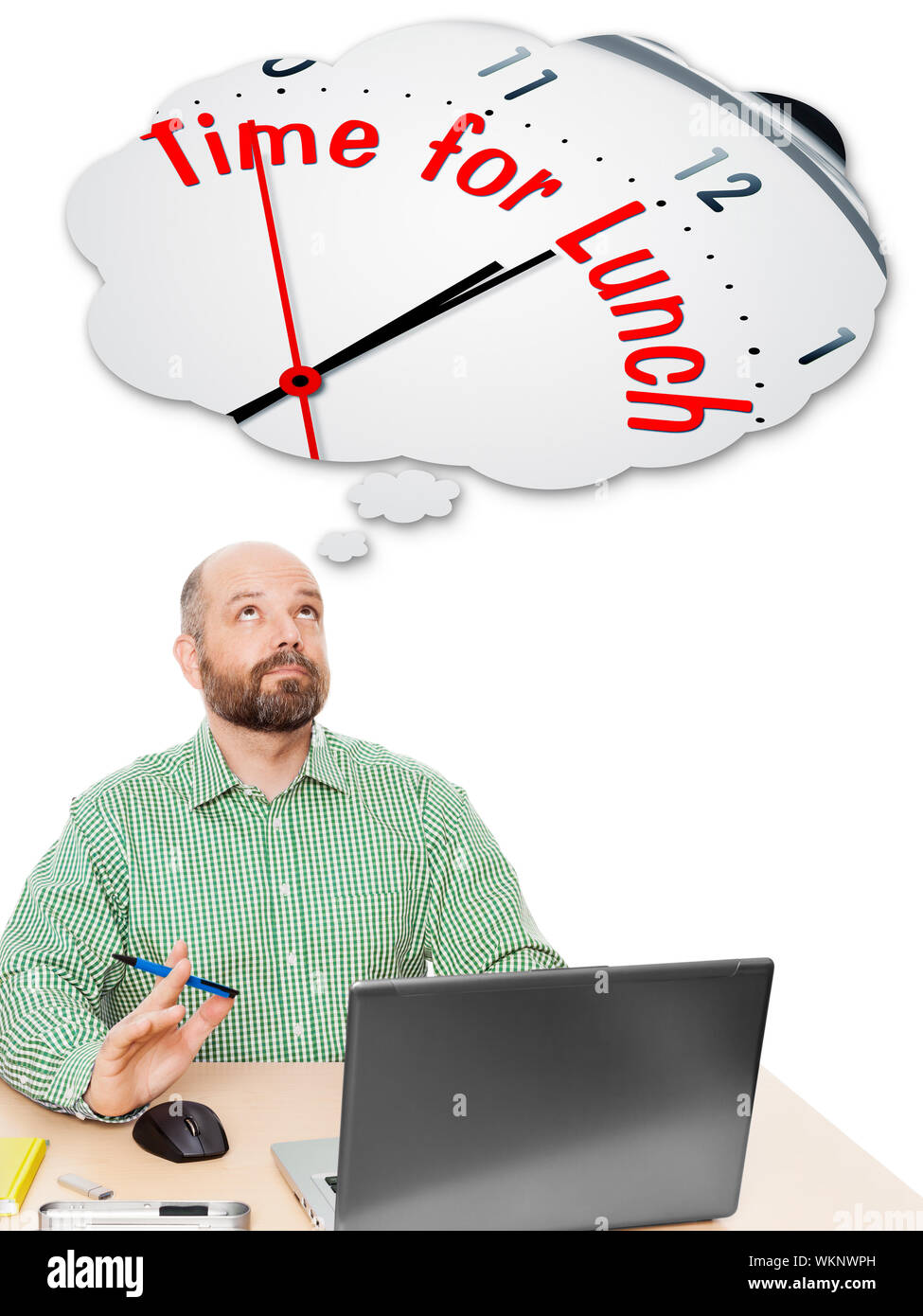 An image of a handsome business man thinking about lunch time Stock ...