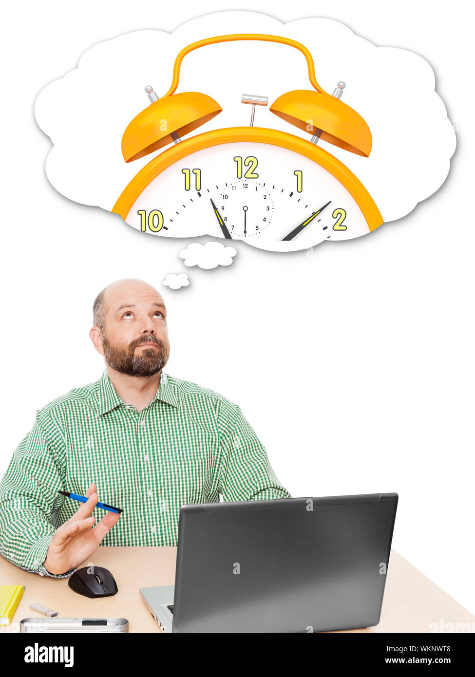 An image of a handsome business man thinking about time Stock Photo - Alamy