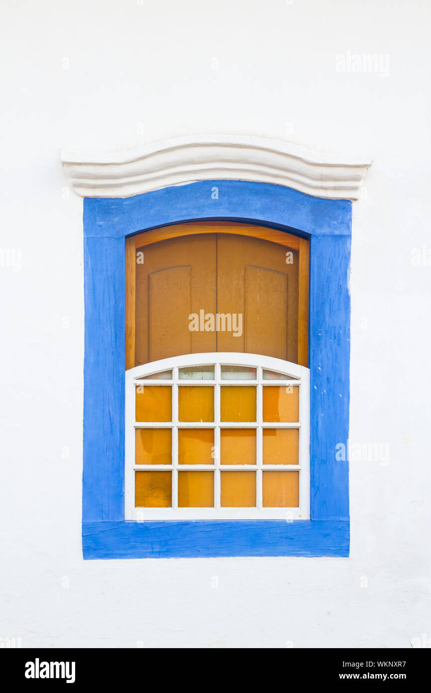 White window frame and blue shutter hi-res stock photography and images ...