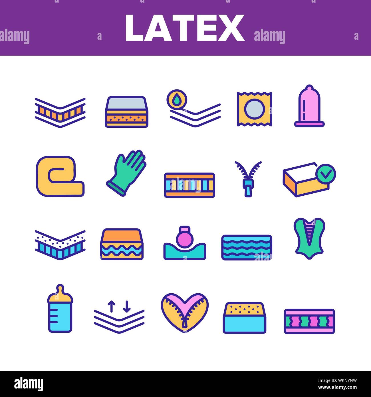 Collection Latex Material Items Vector Icons Set Stock Vector Image ...