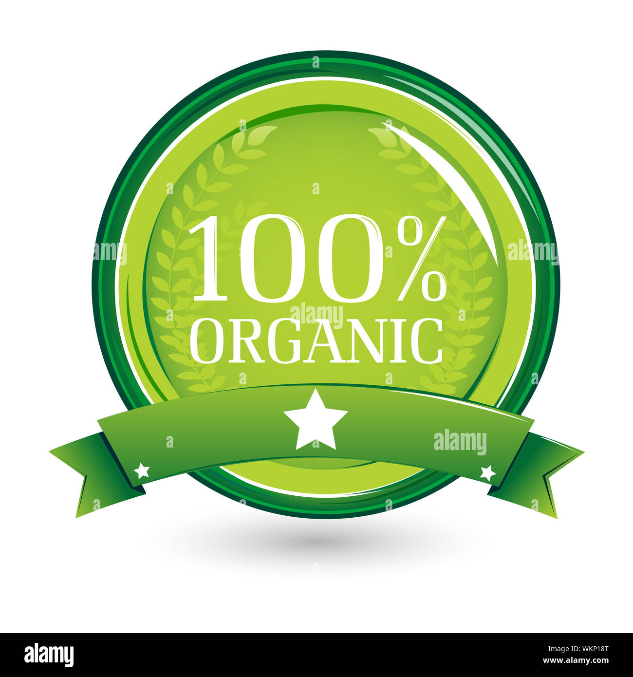 illustration of 100% organic on white background Stock Photo - Alamy