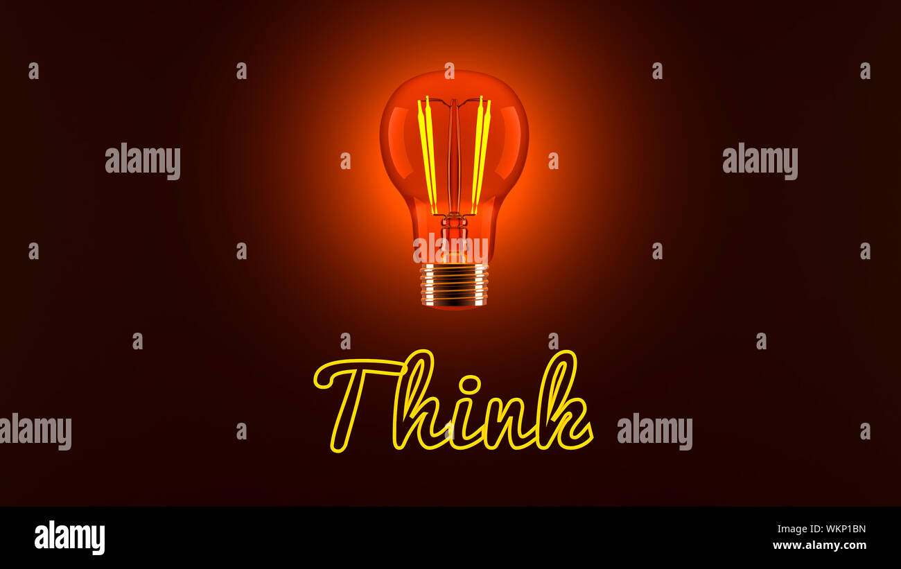 Conceptual 3D rendered illustration of a shining light bulb and the ...