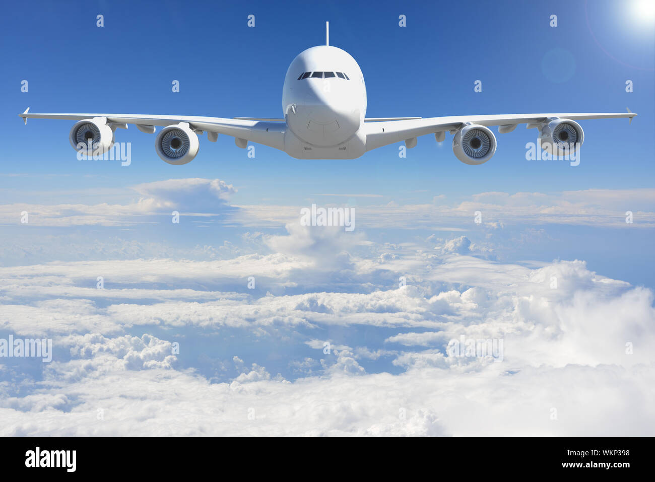 Airliner flight in front sun hi-res stock photography and images - Alamy