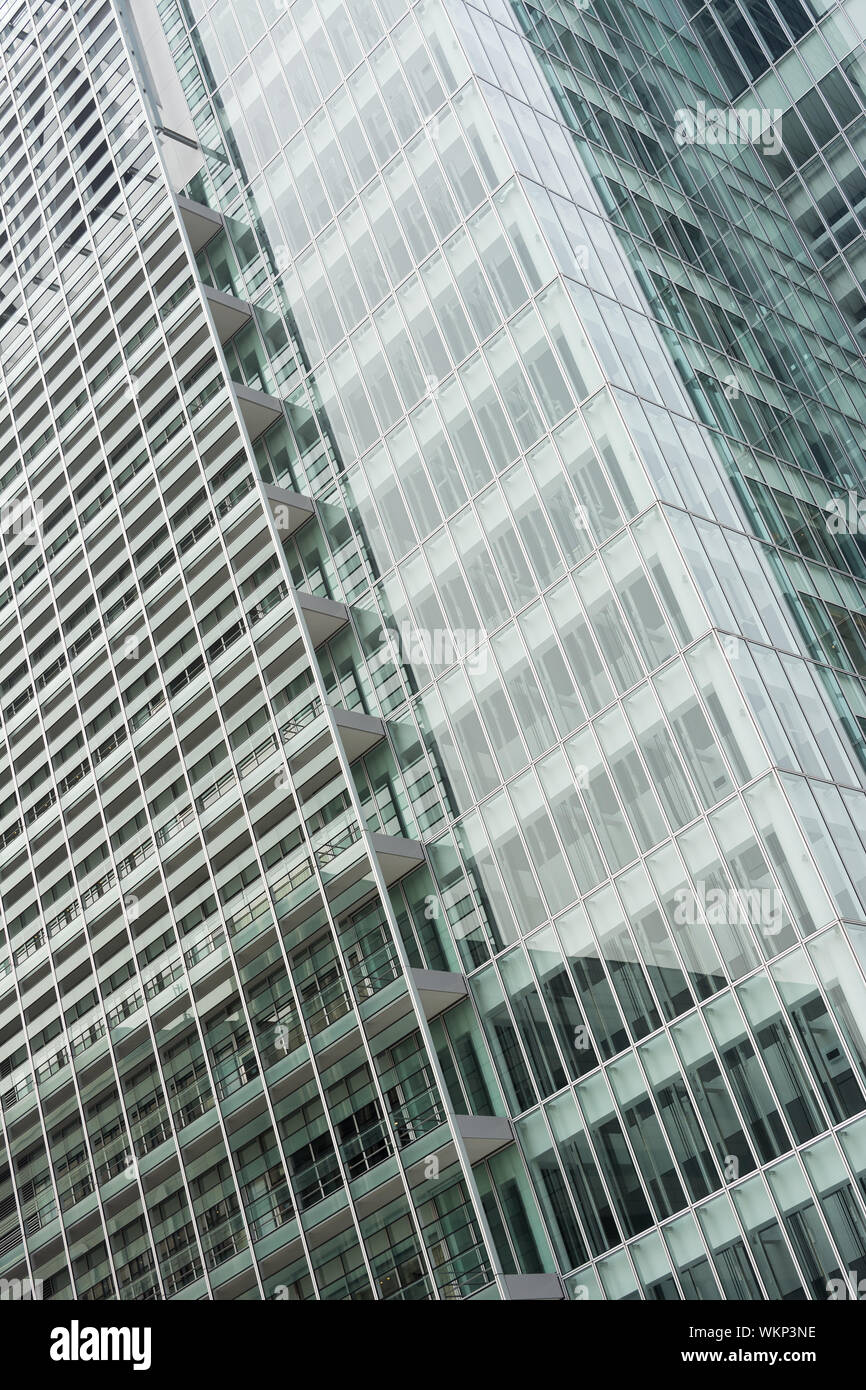 Office glass windows with beautiful reflection in Osaka, Japan, Asia ...