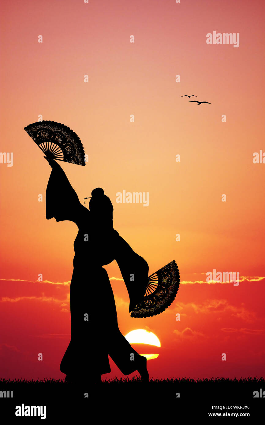 Kimono japanese woman dancing hi-res stock photography and images - Alamy