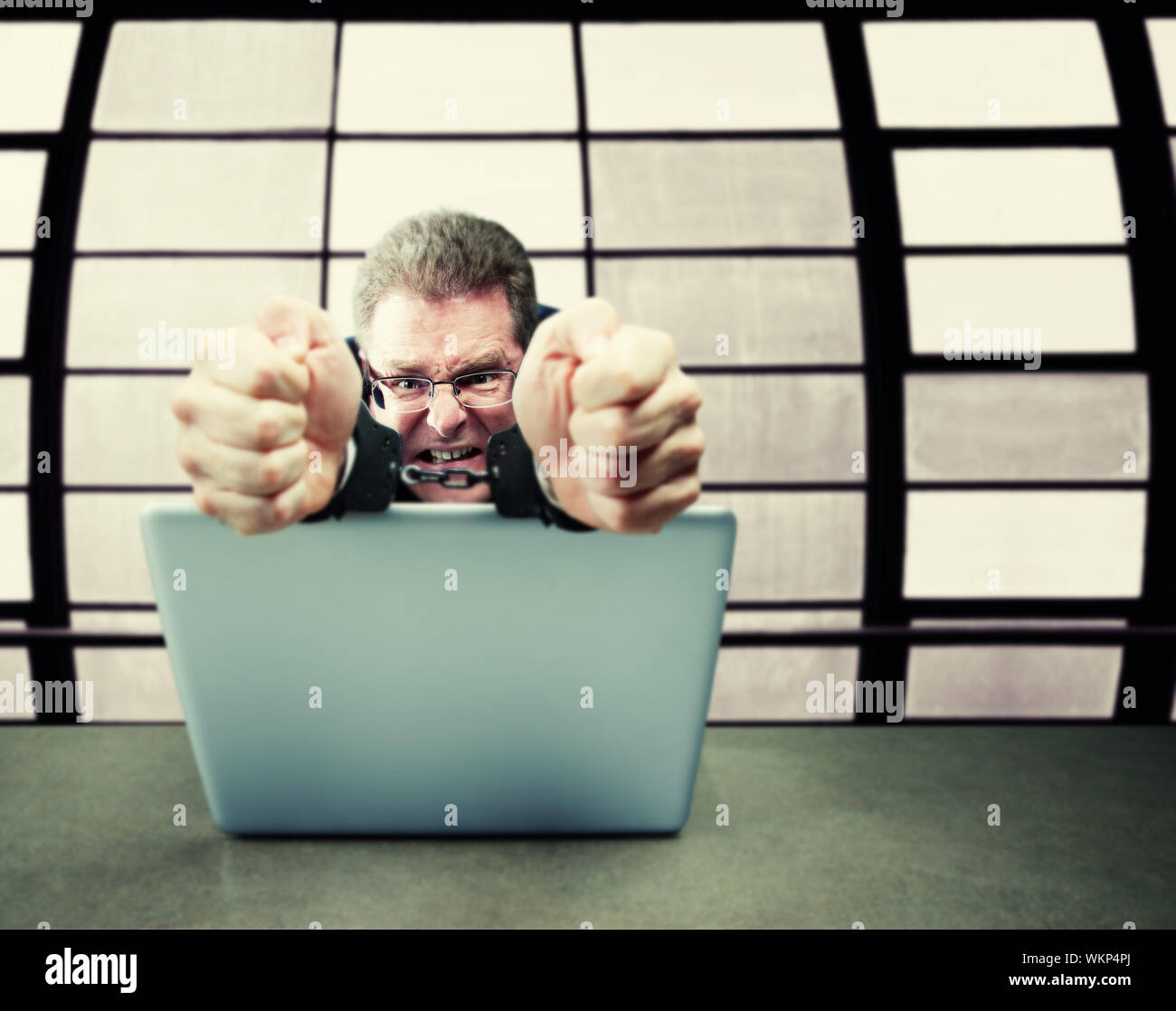 White collar computer criminal in suit wearing handcuffs Stock Photo ...