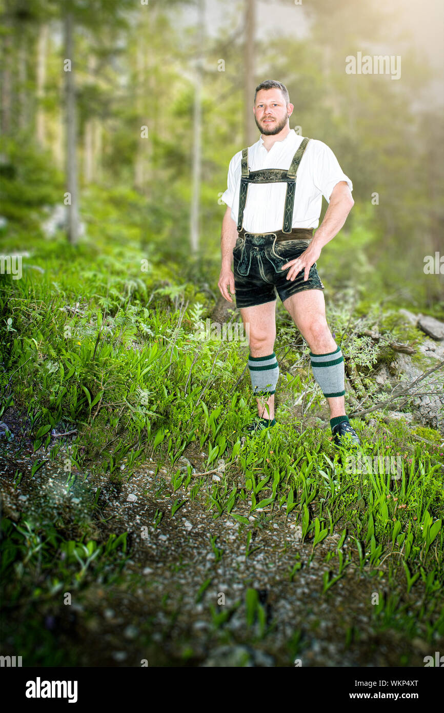 A traditional bavarian man in the autumn nature Stock Photo - Alamy