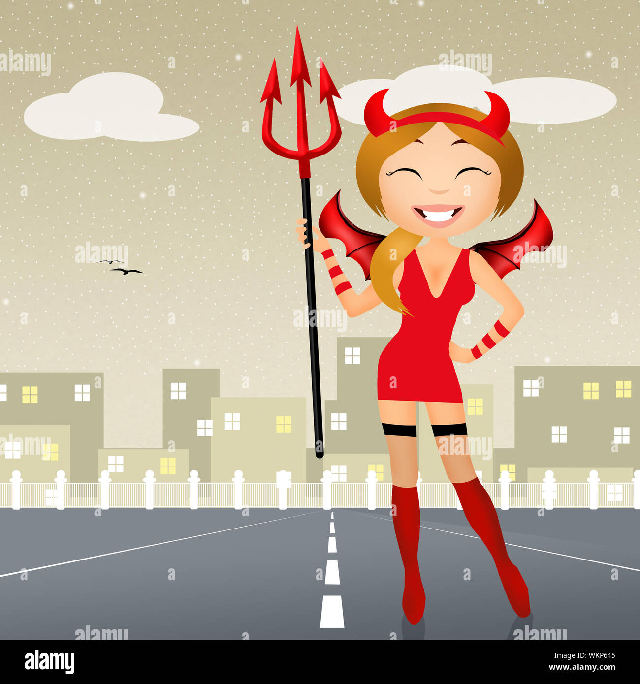 Cartoon devil pitchfork hi-res stock photography and images - Alamy