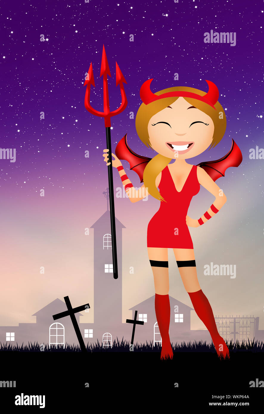 Cartoon devil pitchfork hi-res stock photography and images - Alamy