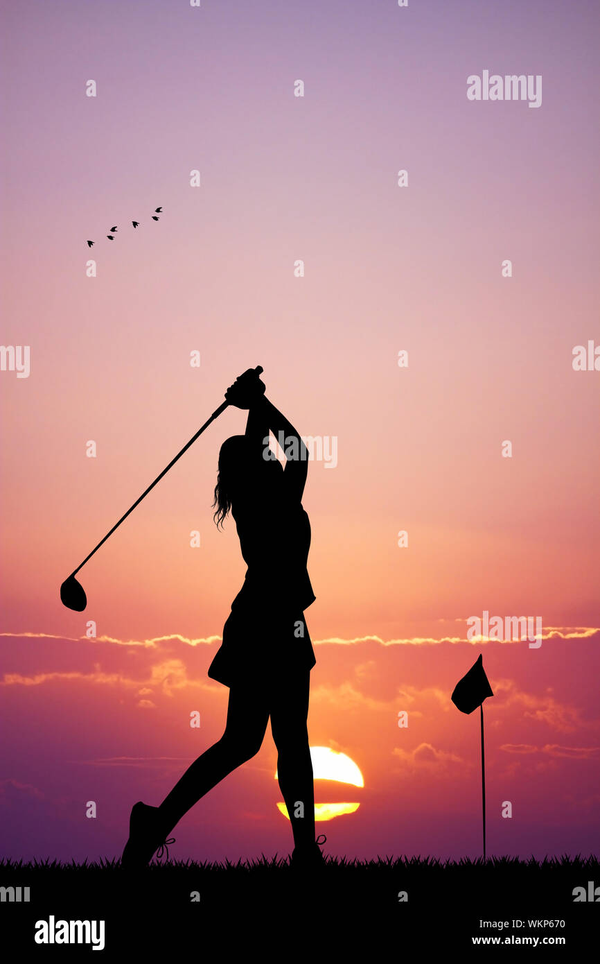 Golf at sunset Stock Photo - Alamy