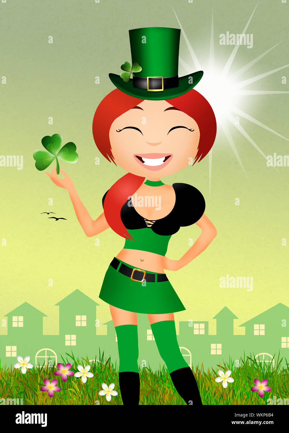 girl with shamrock Stock Photo - Alamy