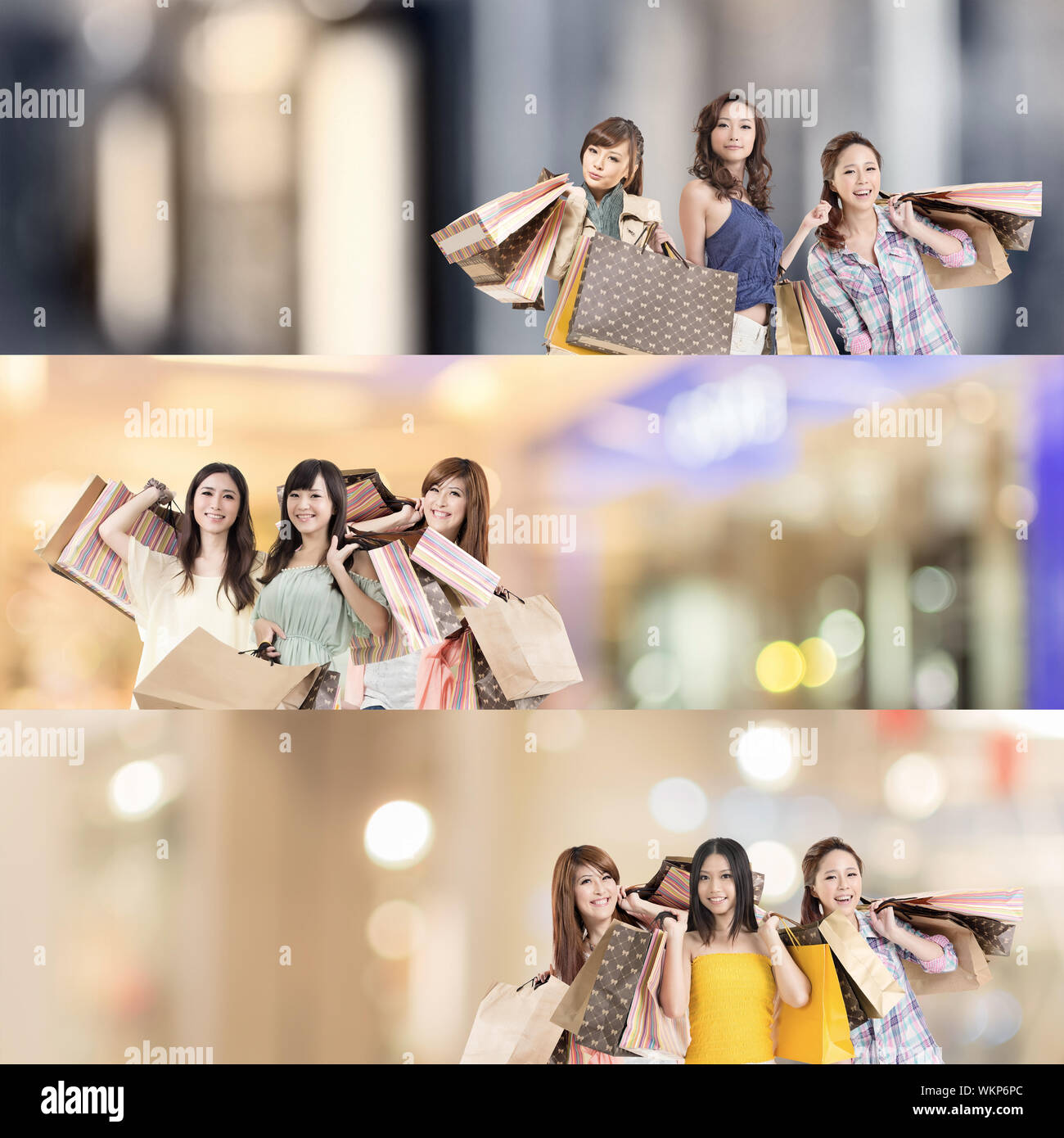 Asian woman shopping, collection from 7 different people, good for web ...