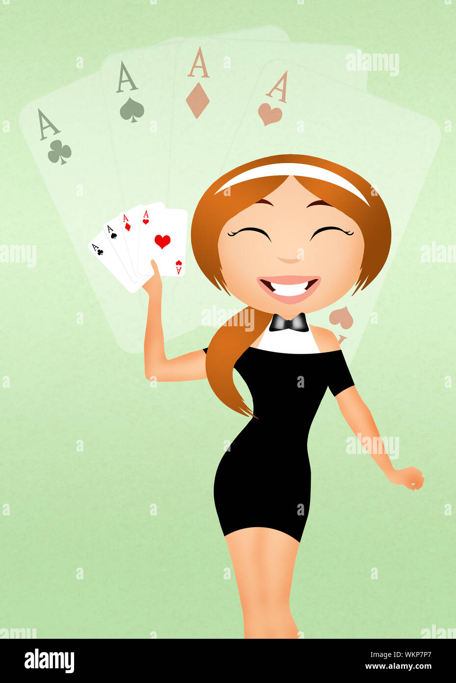 girl with poker cards Stock Photo - Alamy