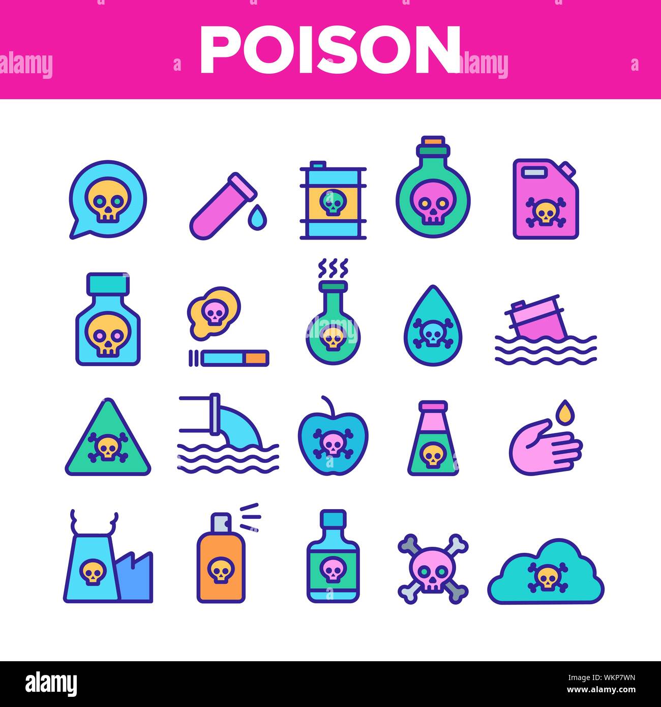 Collection Chemical Toxic Poison Vector Icons Set Stock Vector Image ...