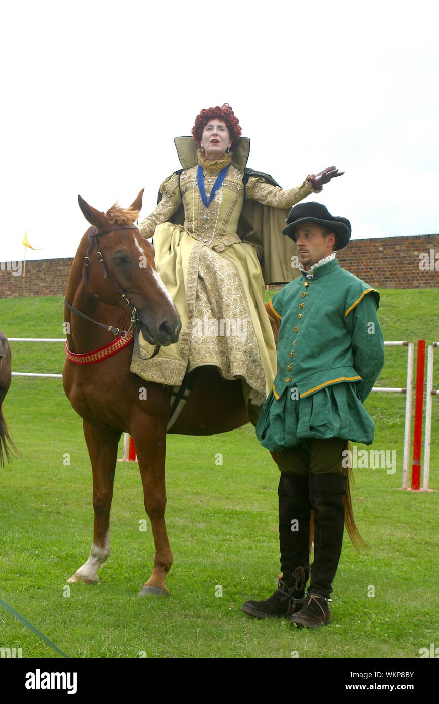 A re-enactment at Tilbury Fort of Queen Elizabeth I's speech to the ...