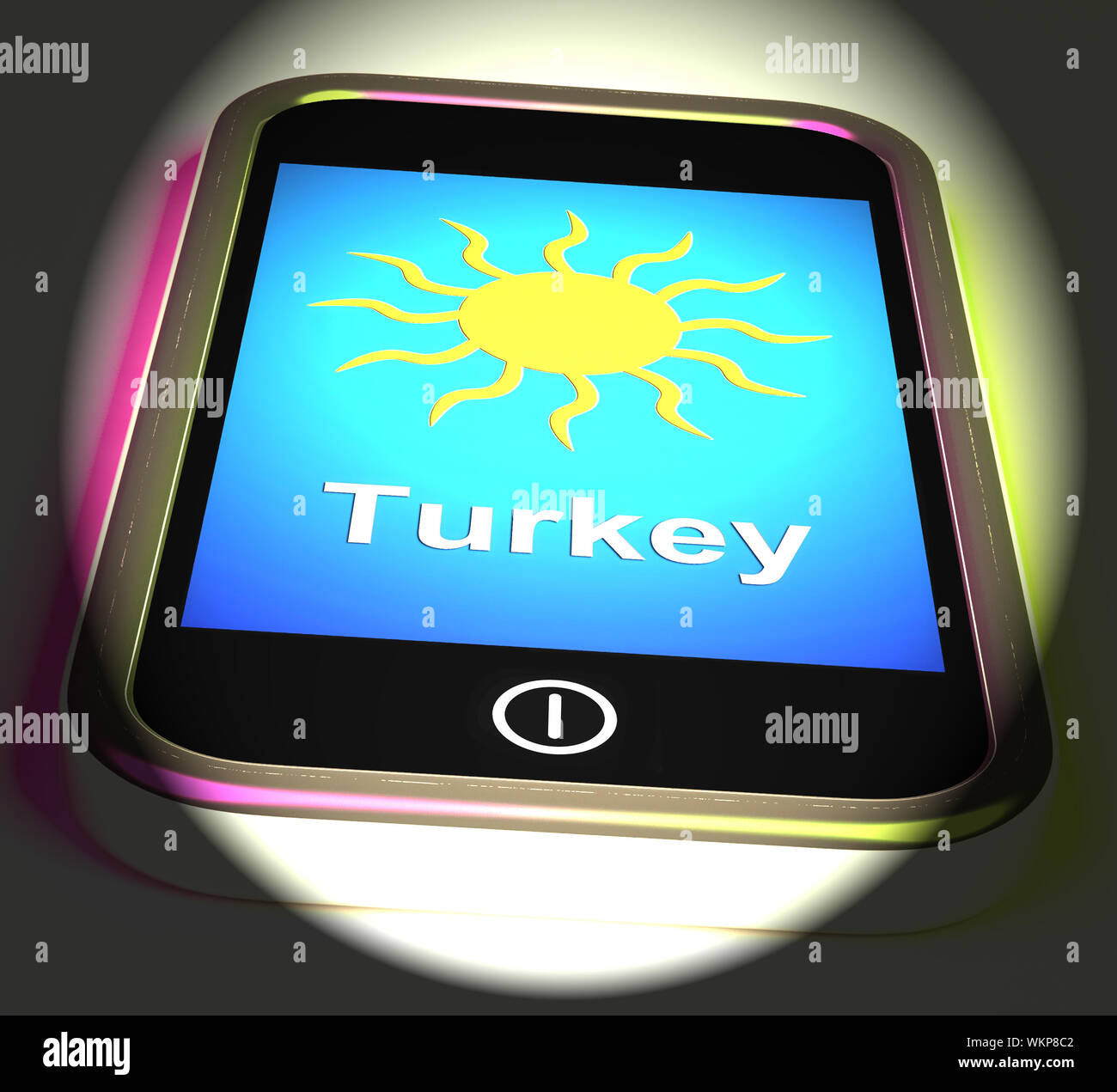 Turkey On Phone Displaying Holidays And Sunny Weather Stock Photo - Alamy