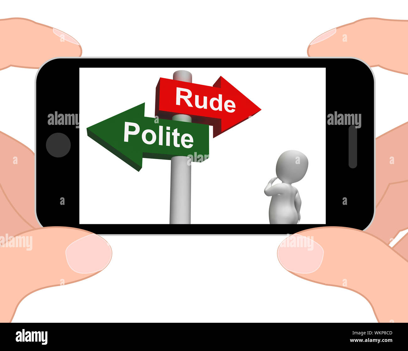 Rude Polite Signpost Displaying Good Bad Manners Stock Photo - Alamy