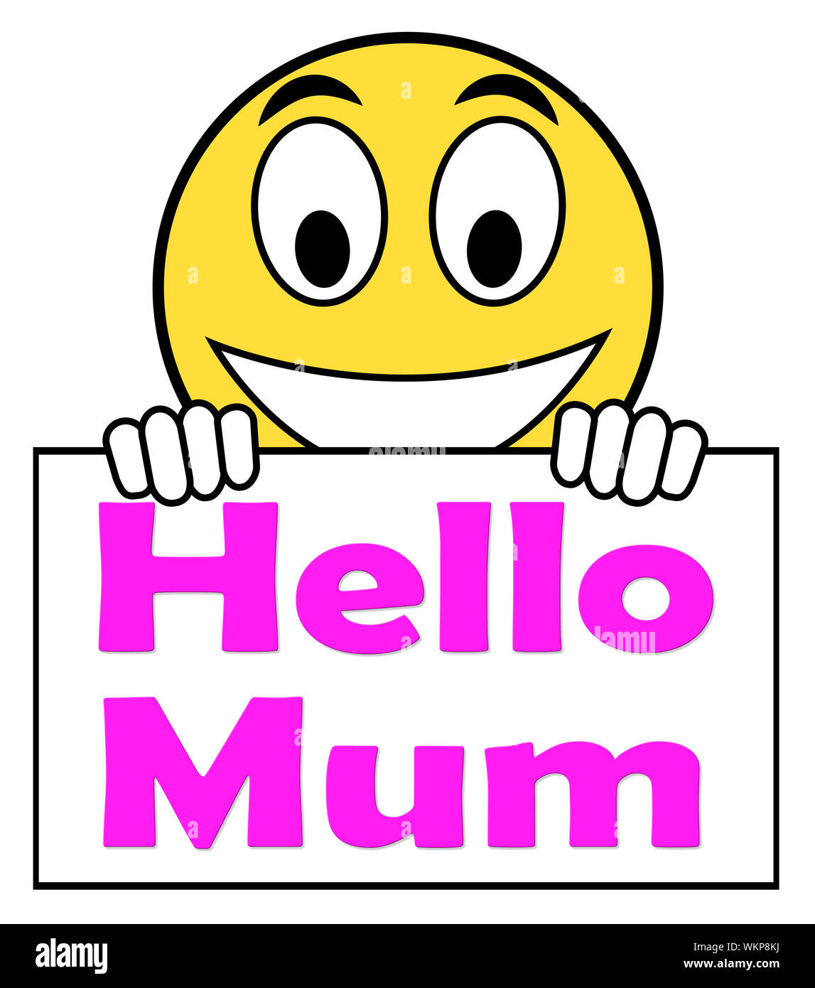 Hello Mum On Sign Showing Message And Best Wishes Stock Photo - Alamy