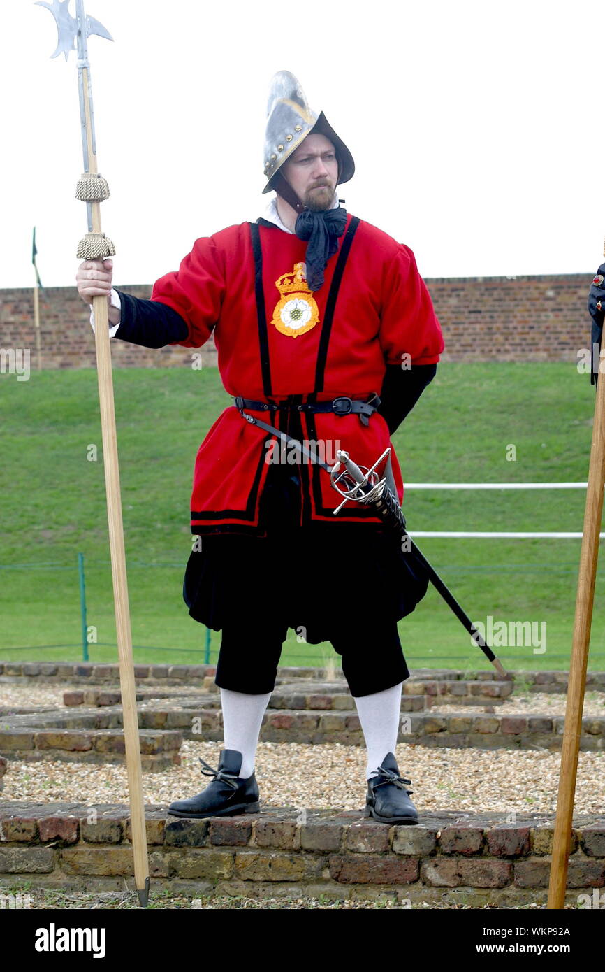 A re-enactment at Tilbury Fort of Queen Elizabeth I's speech to the ...