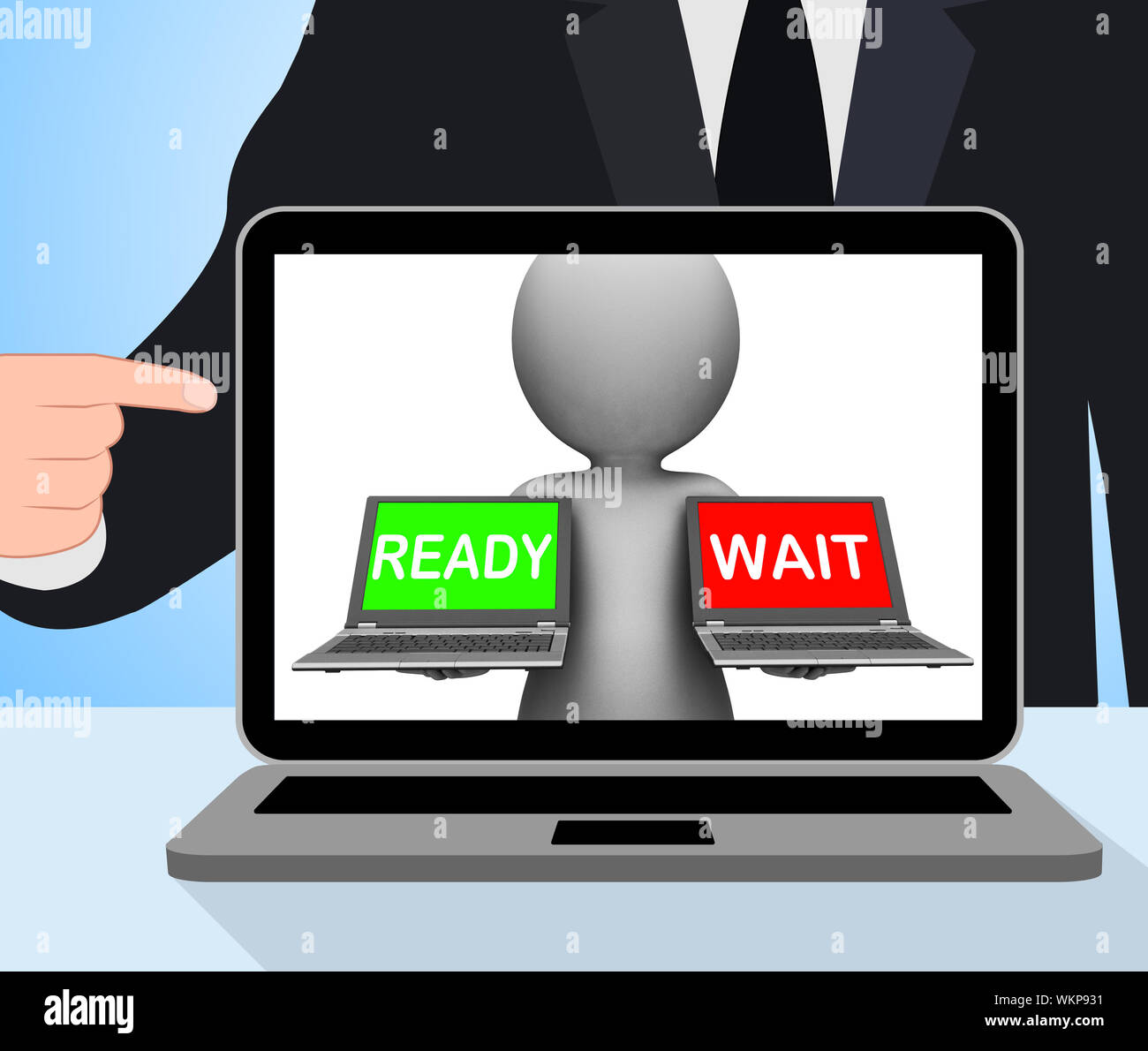 Ready Wait Laptop Displaying Prepared and Waiting Stock Photo - Alamy