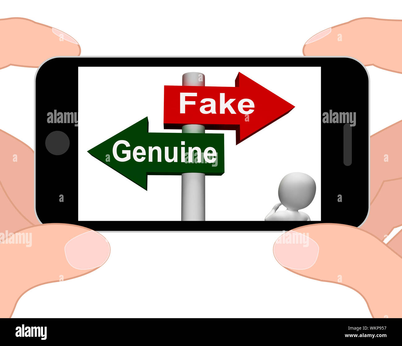 Fake Genuine Signpost Displaying Authentic or Faked Product Stock Photo ...