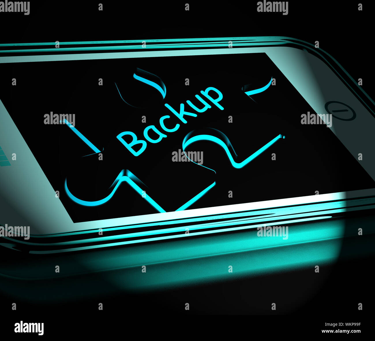Backup Smartphone Displaying Copying And Storing Data Stock Photo - Alamy