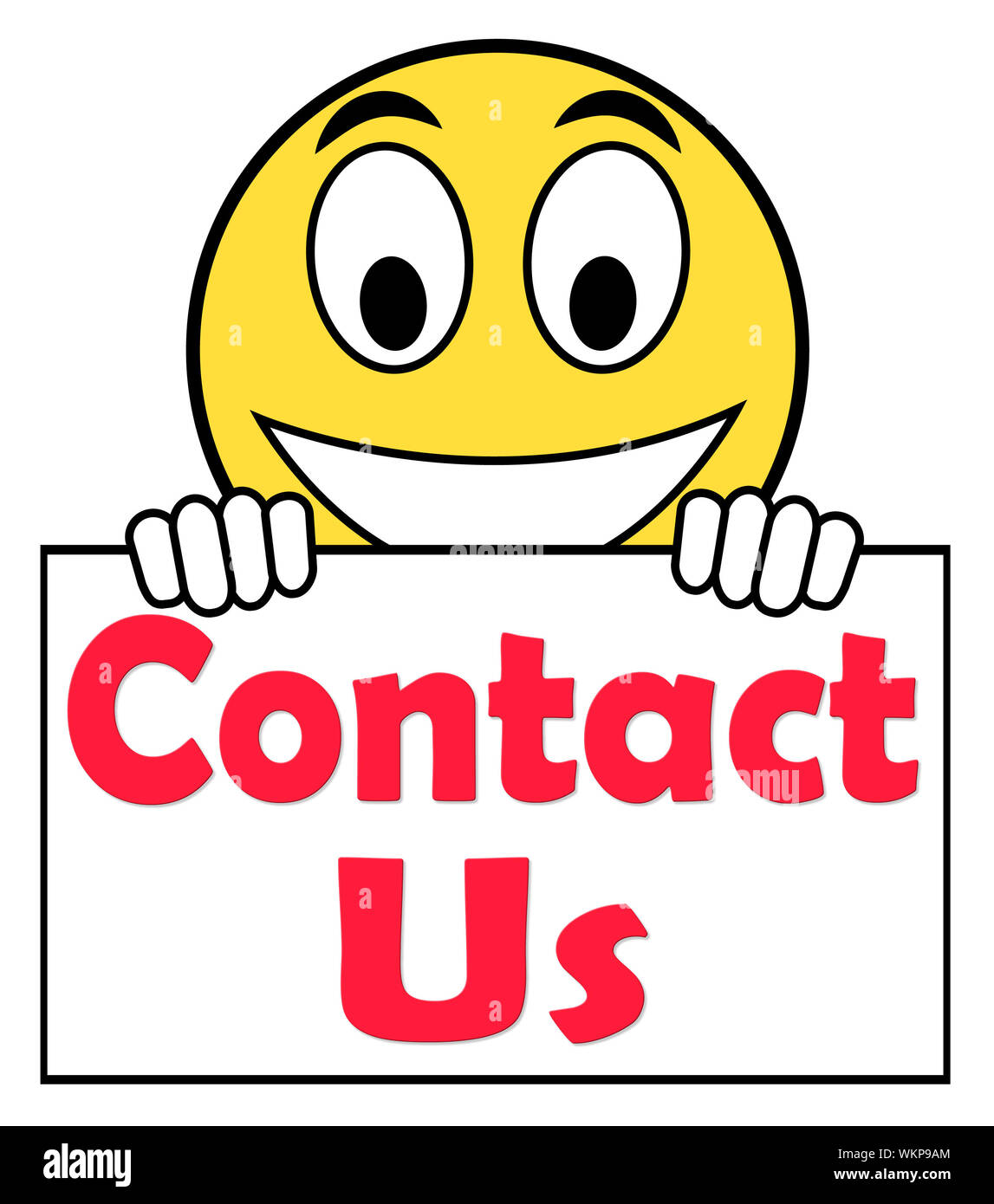 Contact Us On Sign Showing Communicate Online Stock Photo - Alamy