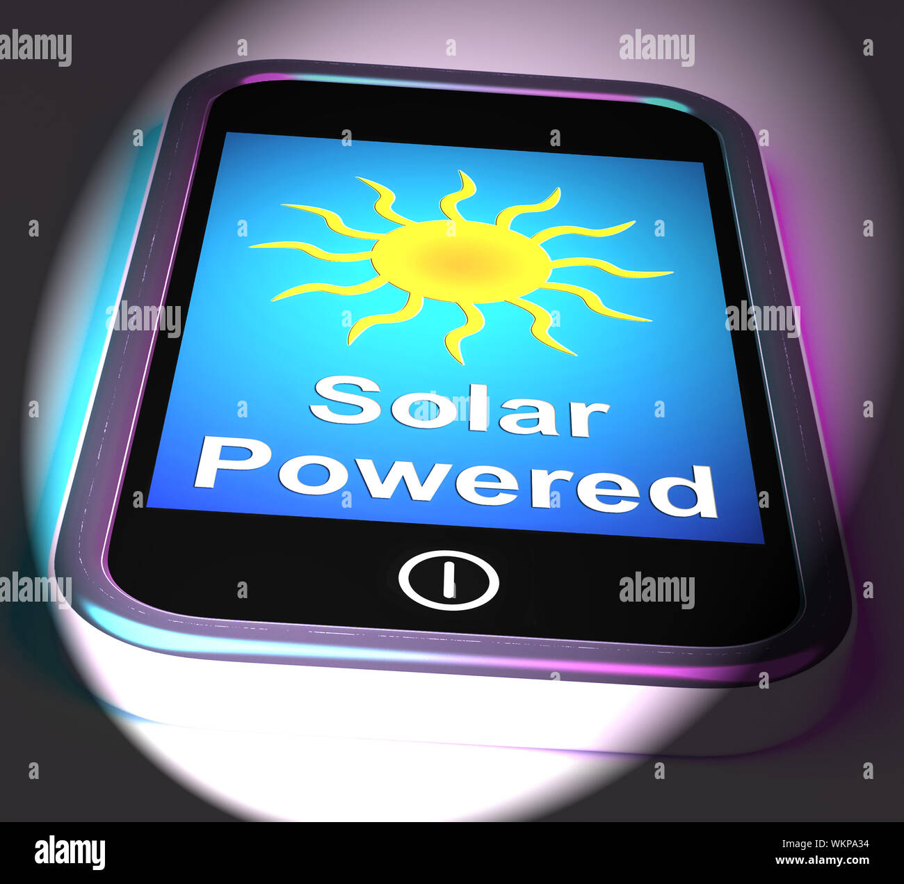 Solar Powered On Phone Displaying Alternative Energy And Sunlight Stock ...