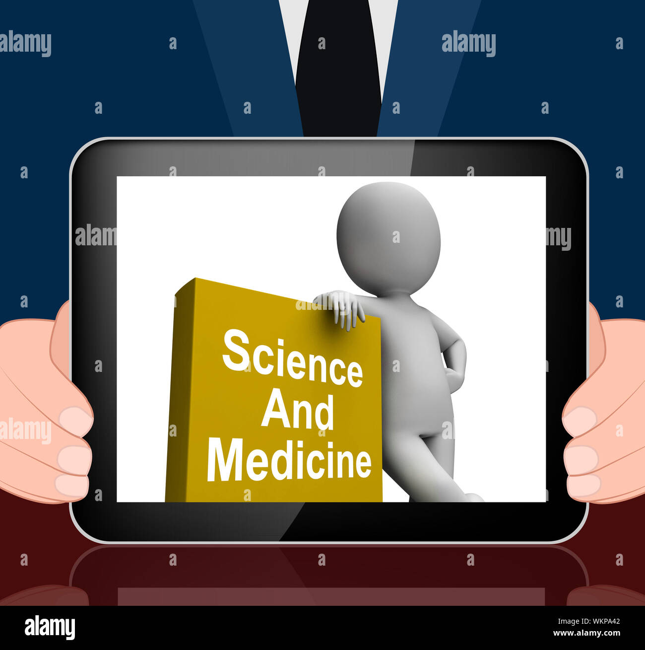 Science And Medicine Book With Character Displaying Medical Research ...