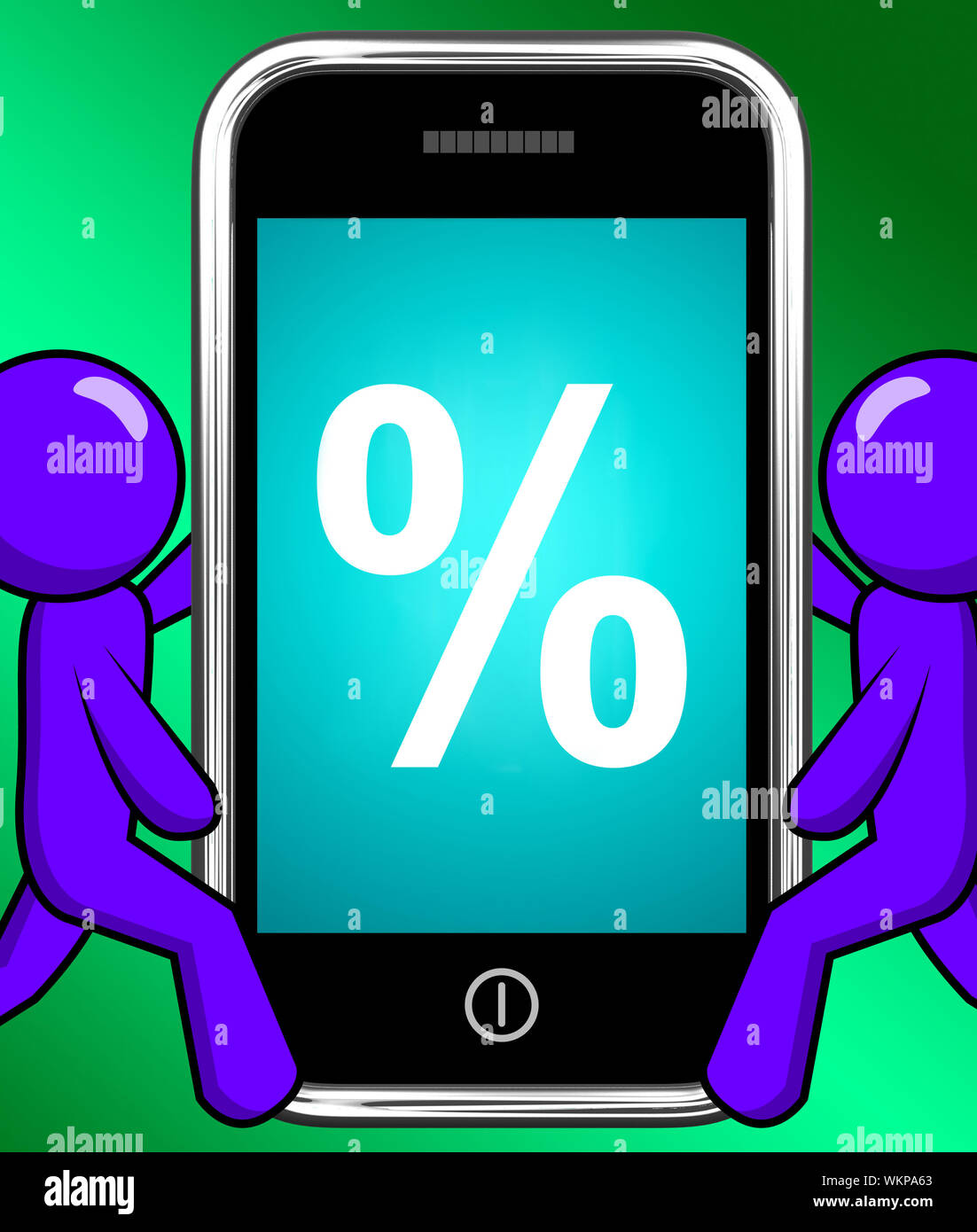 Percent Sign On Phone Displaying Percentage Discount Or Investment ...