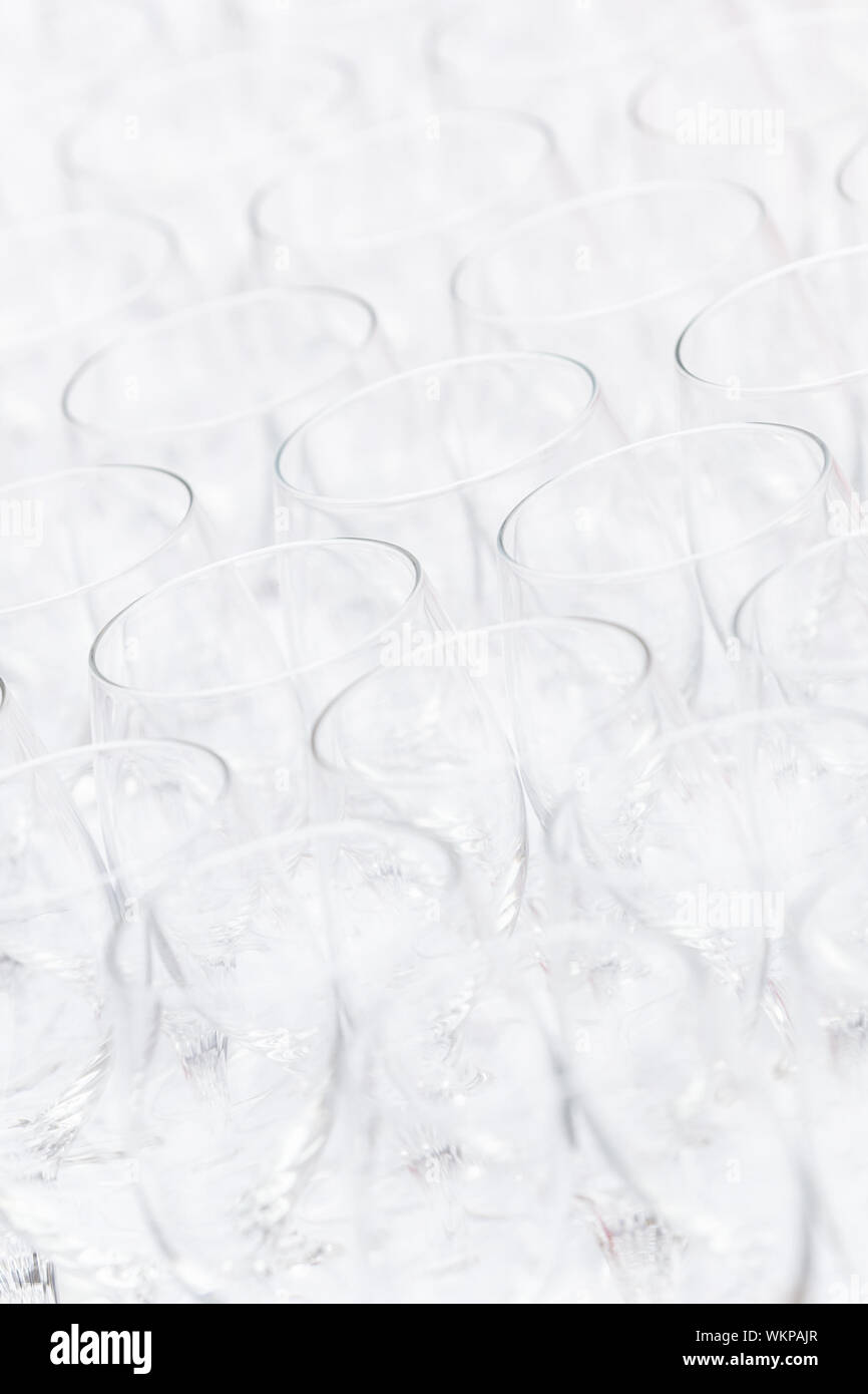 Background pattern of empty christal glasses. Banquet event Stock Photo ...