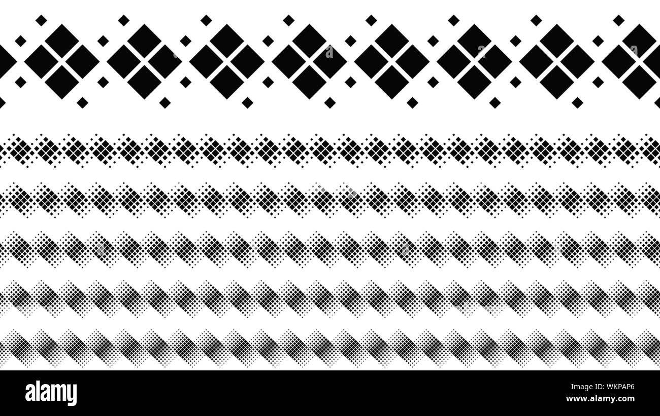 Abstract monochrome square pattern page divider line set - black and white vector design ...