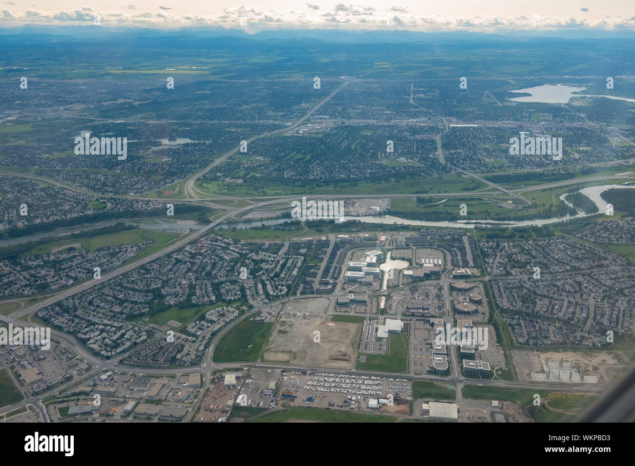 Aerial view of the Calgary downtown cityscape at Canada Stock Photo - Alamy
