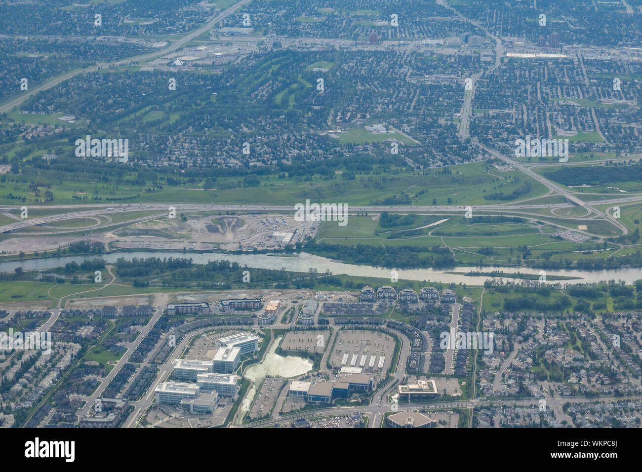 Aerial view of the Calgary downtown cityscape at Canada Stock Photo - Alamy