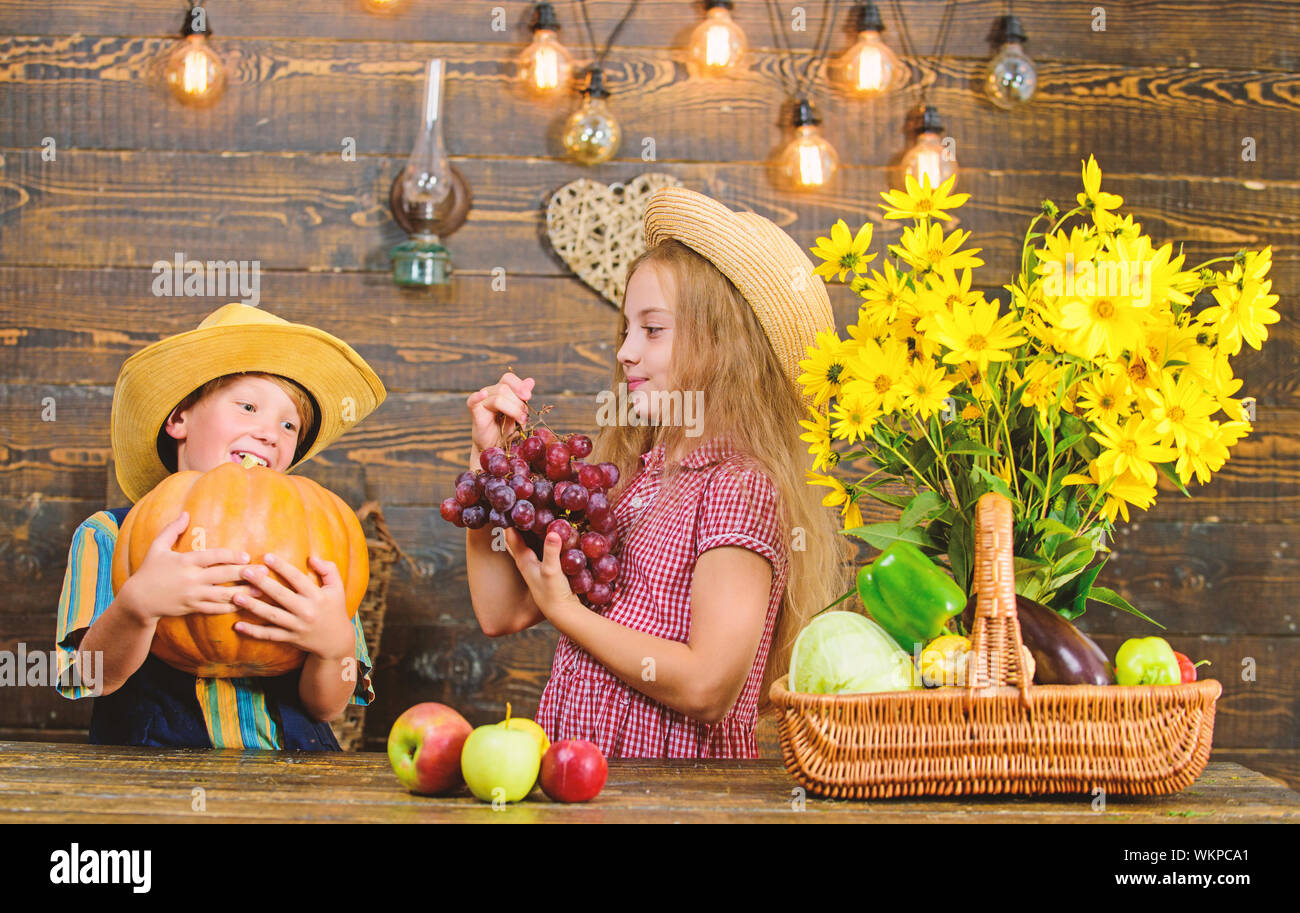 Farming teaches kids where their food comes from. Siblings having fun ...